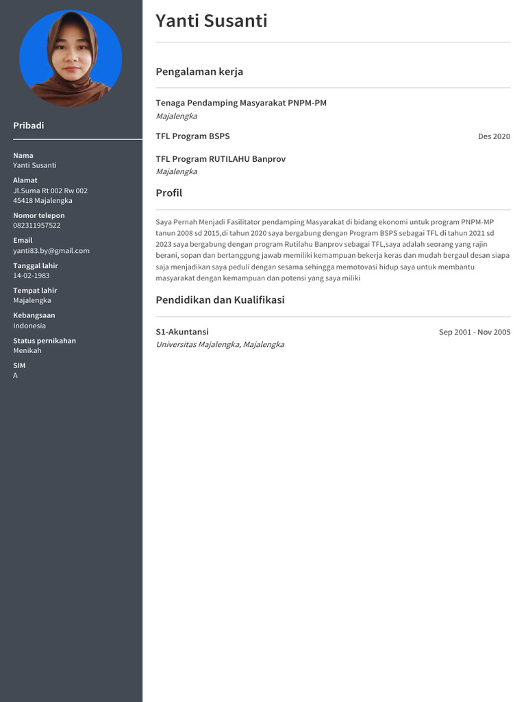 CV Yanti Susanti #1 | PDF