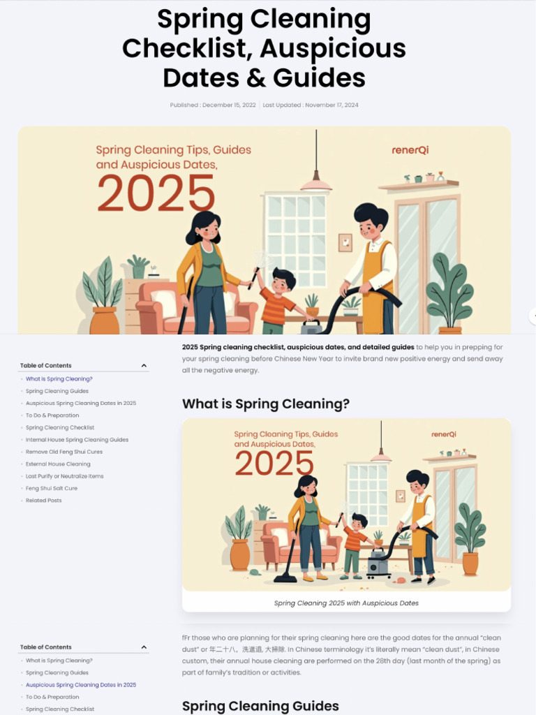 Spring Cleaning Auspicious Dates 2025 | PDF
