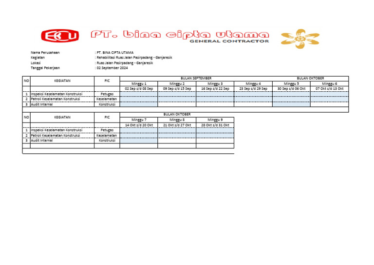 TABEL JADWAL INSPEKSI DAN AUDIT PASIRPADANG | PDF