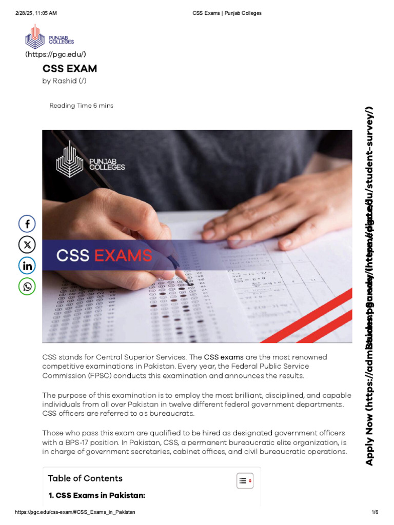 CSS Exams - Punjab Colleges | PDF