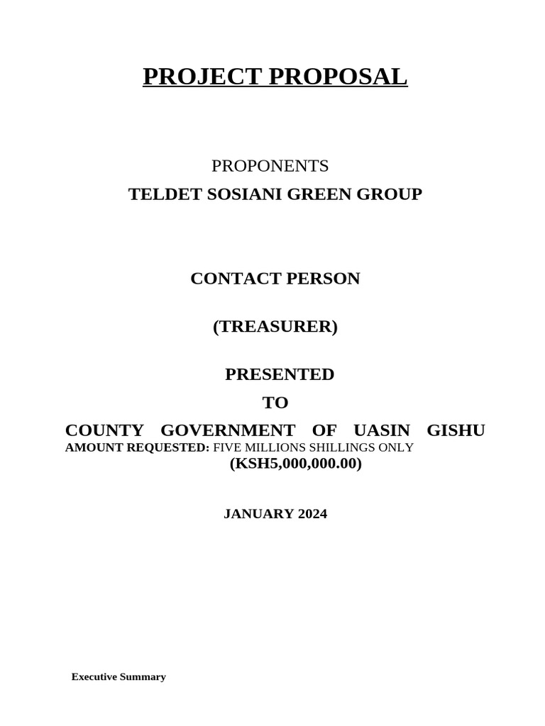 Uasin Gishu Community Water Project Proposal | PDF | Agriculture | Poverty