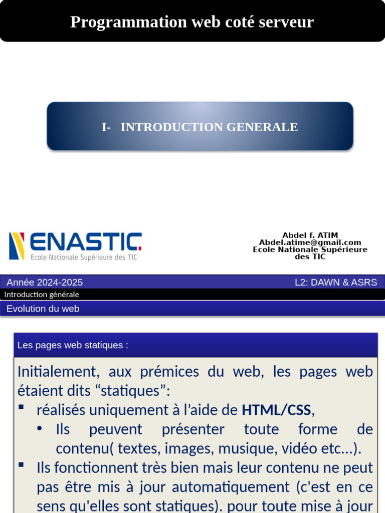 1_INTRODUCTION GENERALE_TECHO_WEB2_24-25 | PDF | Programmation web | Internet
