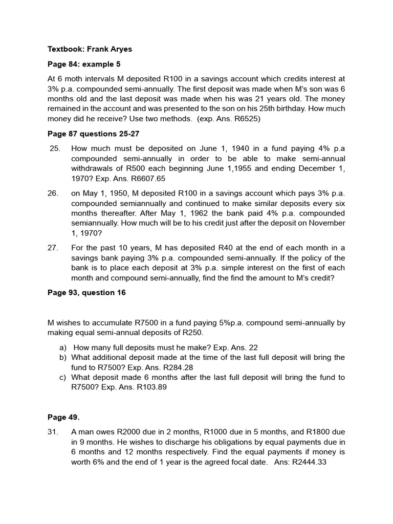 Tutorial - Financial Mathematics | PDF | Interest | Banks