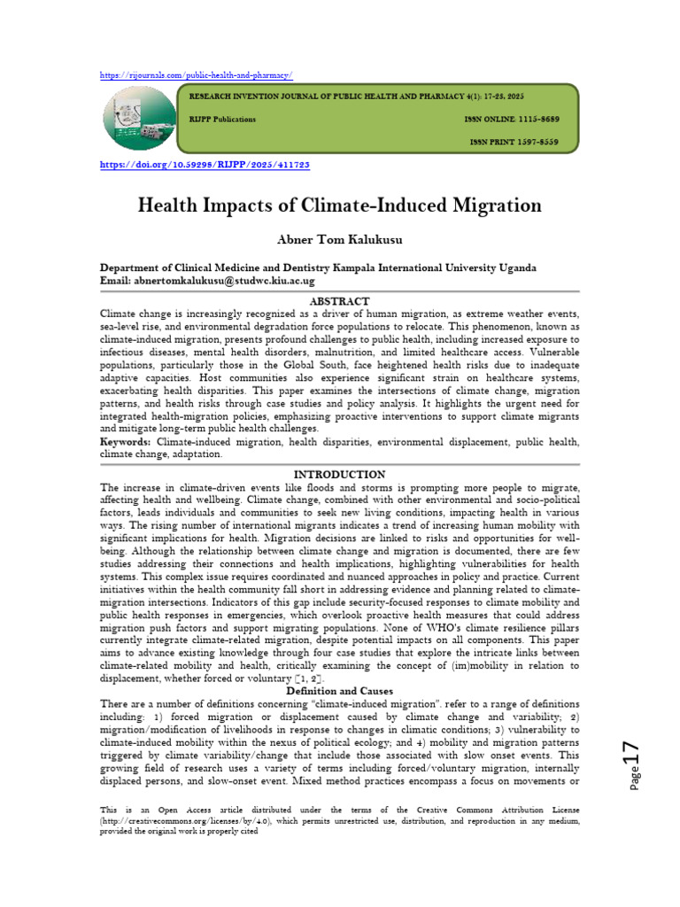 Health Risks of Climate Migration | PDF | Human Migration | Public Health