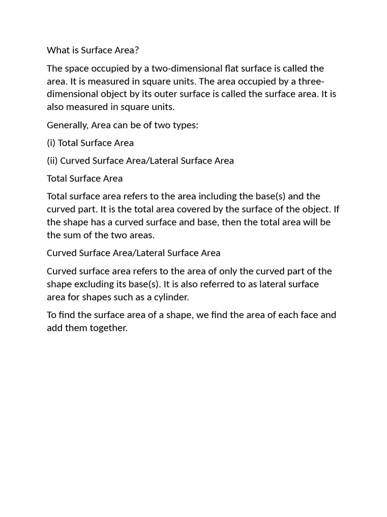 Understanding Surface Area Concepts | PDF