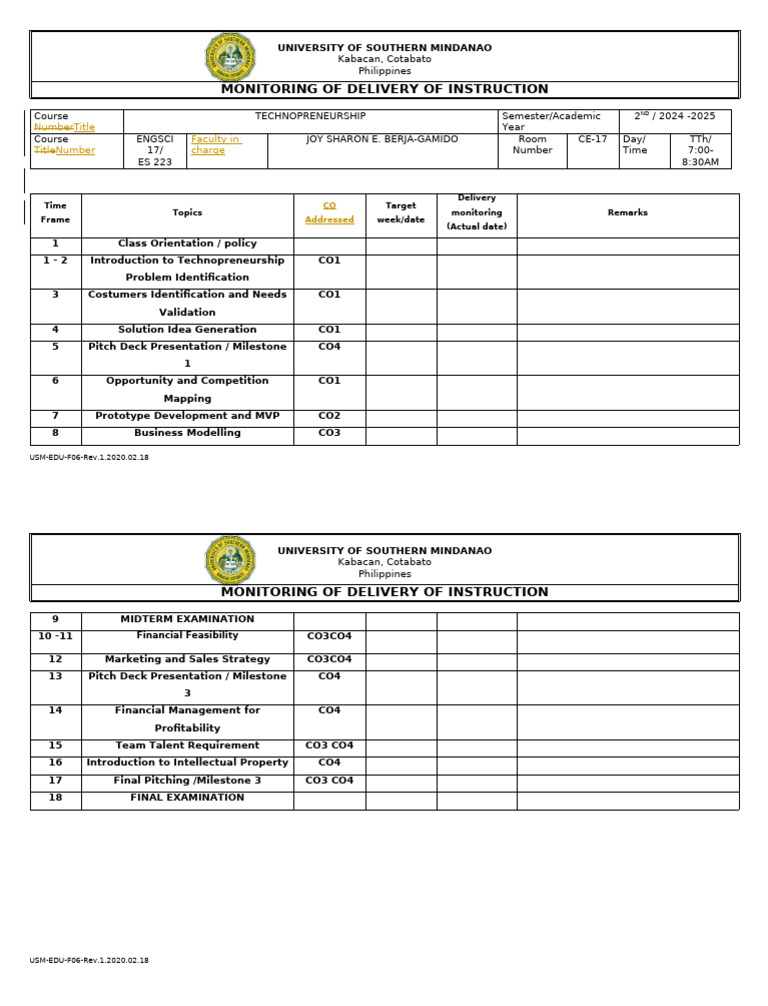 Techno Class Monitoring - 3ABE B | PDF