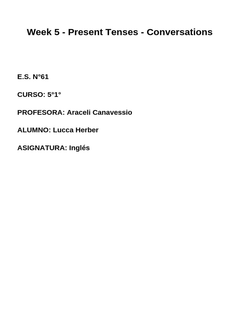 Present Tense Conversations Practice | PDF