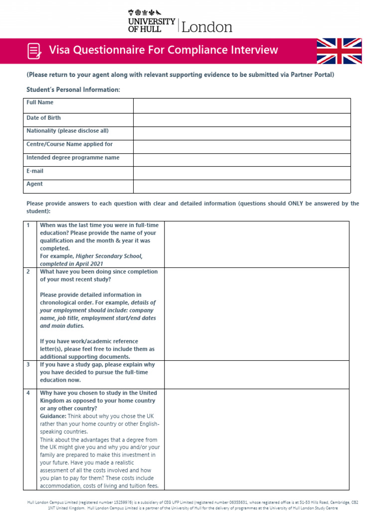 1725964545235-HULL (London Campus) - Visa Questionnaire | PDF | Cost Of Living