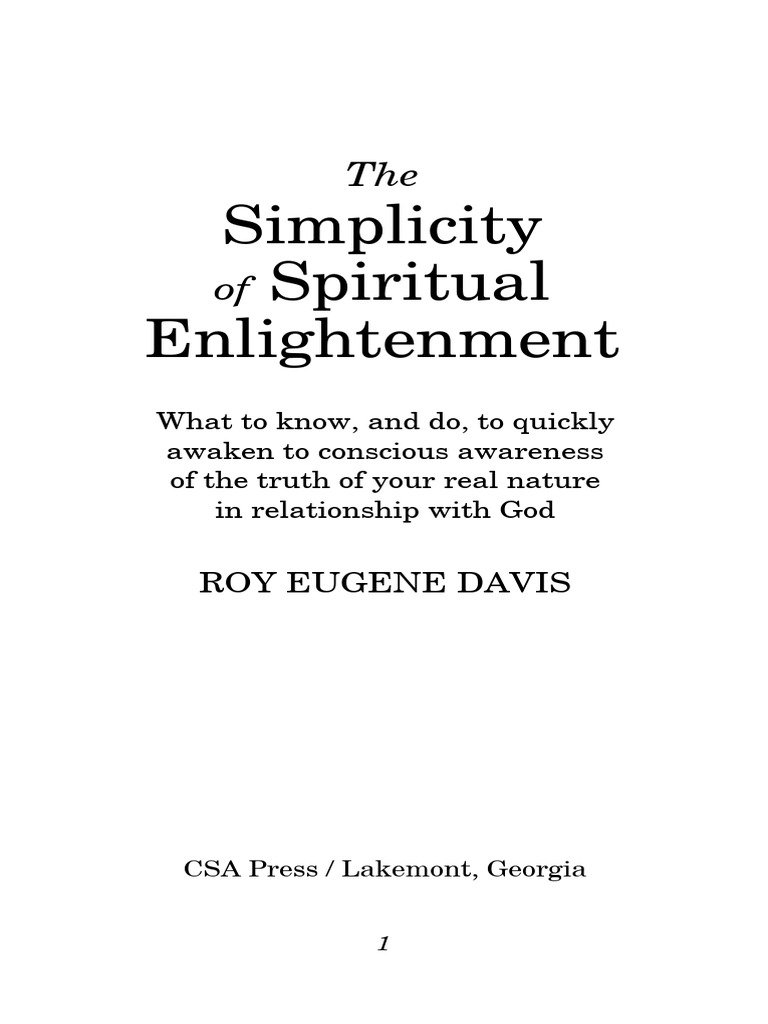 The Simplicity of Spiritual Enlightenment | PDF | Meditation | Mind