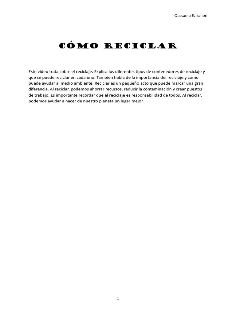 Cómo Reciclar | PDF