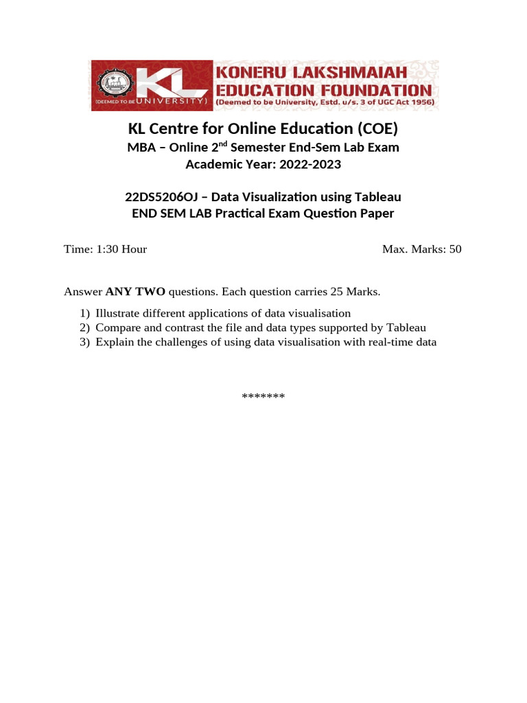 MBA Online Exam: Data Visualization Lab | PDF