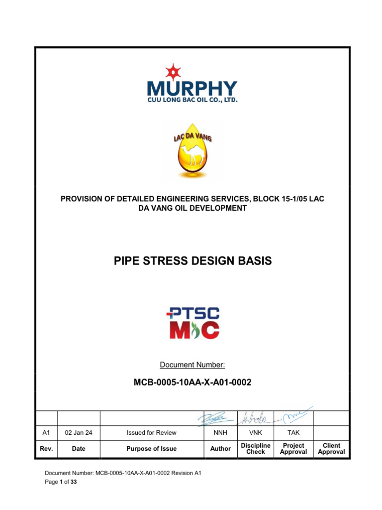 MCB-0005-10AA-X-A01-0002-A1 Pipe Stress Design Basis | PDF | Pipe ...