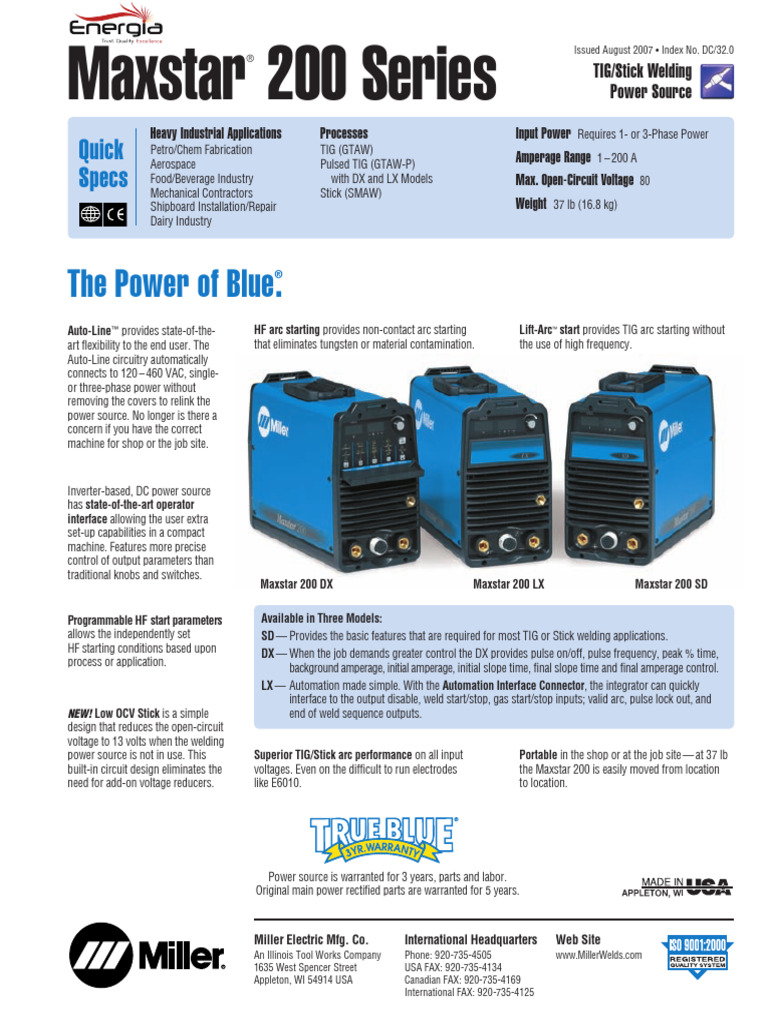 Miller-Maxstar-200SD-Air-Cooled | PDF | Welding | Construction