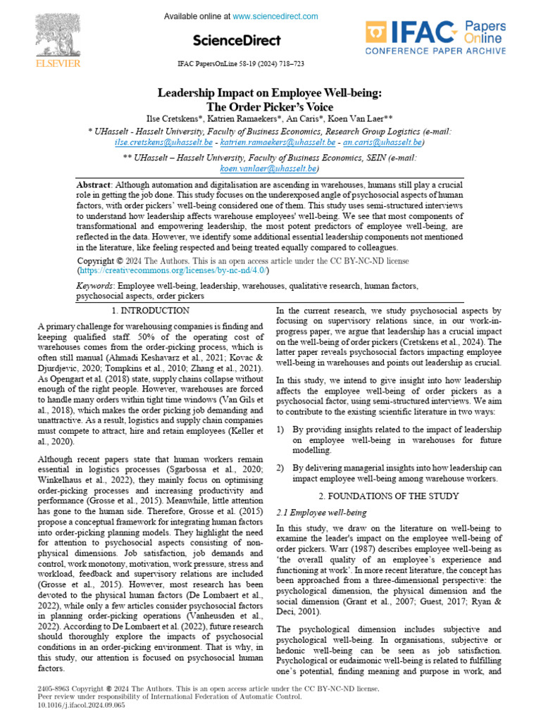 4-Leadership Impact On Employee Well-Being-1 | PDF | Logistics | Inventory