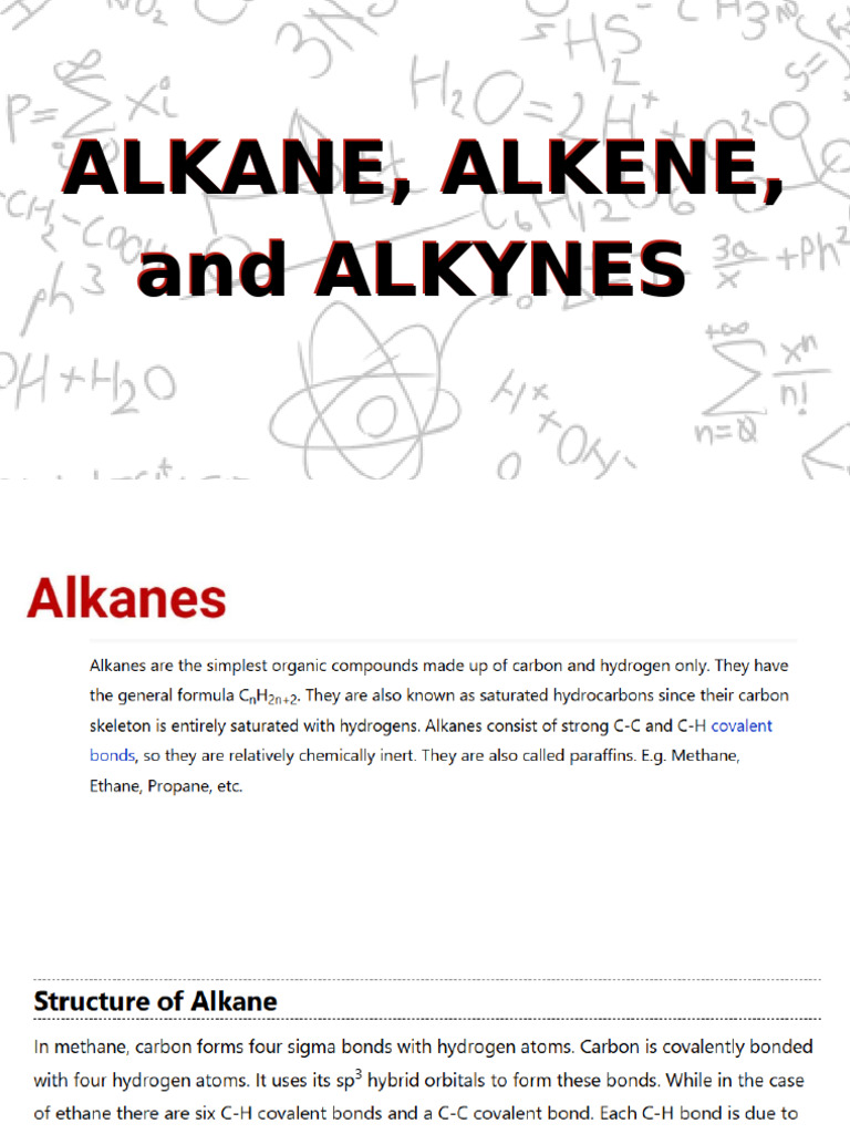 ALKANE ALKENE and ALKYNES POWERPOINT | PDF