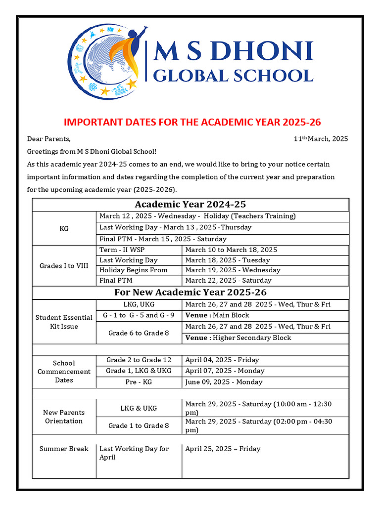 8122 Final Circular 2025-26 | PDF | Educational Stages