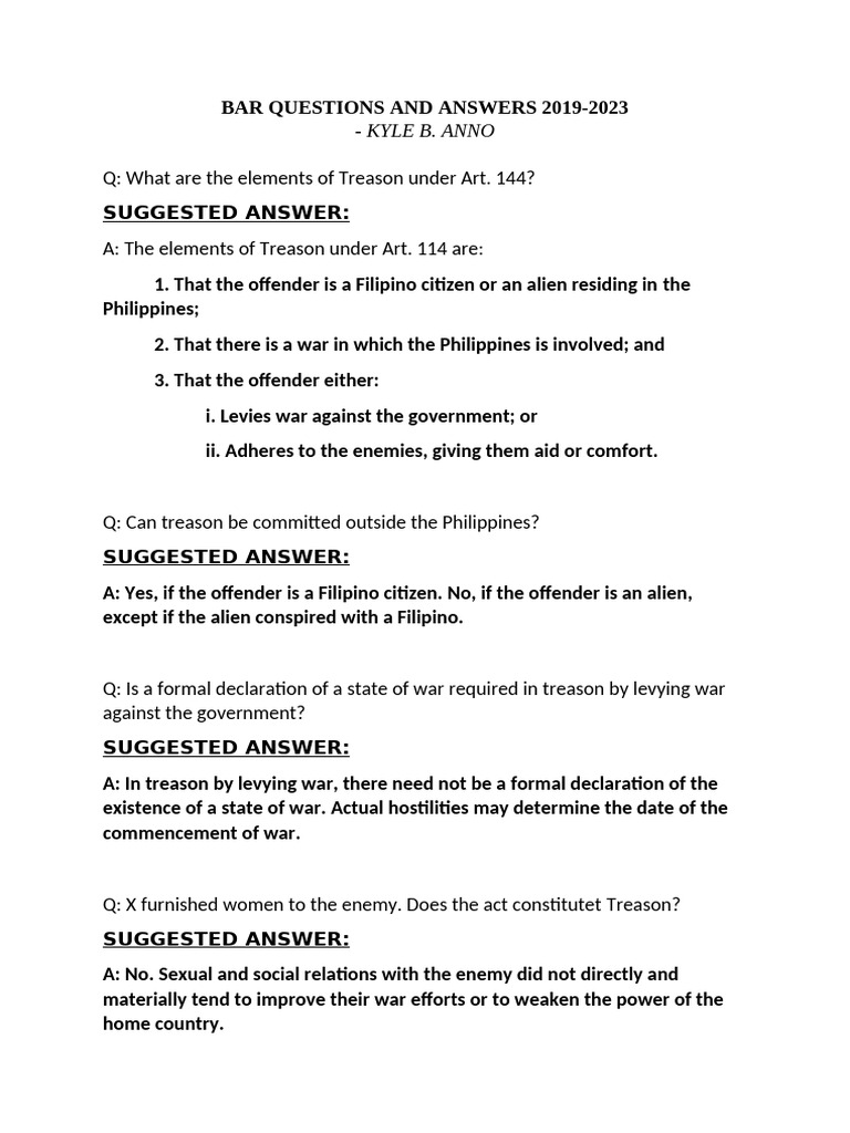 Bar Questions and Answers 2019-2023 | PDF | Perjury | Crimes