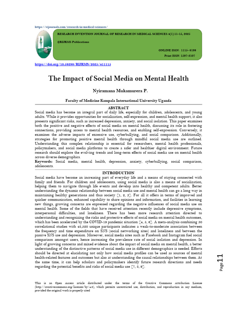 The Impact of Social Media On Mental Health (WWW - Kiu.ac - Ug) | PDF ...