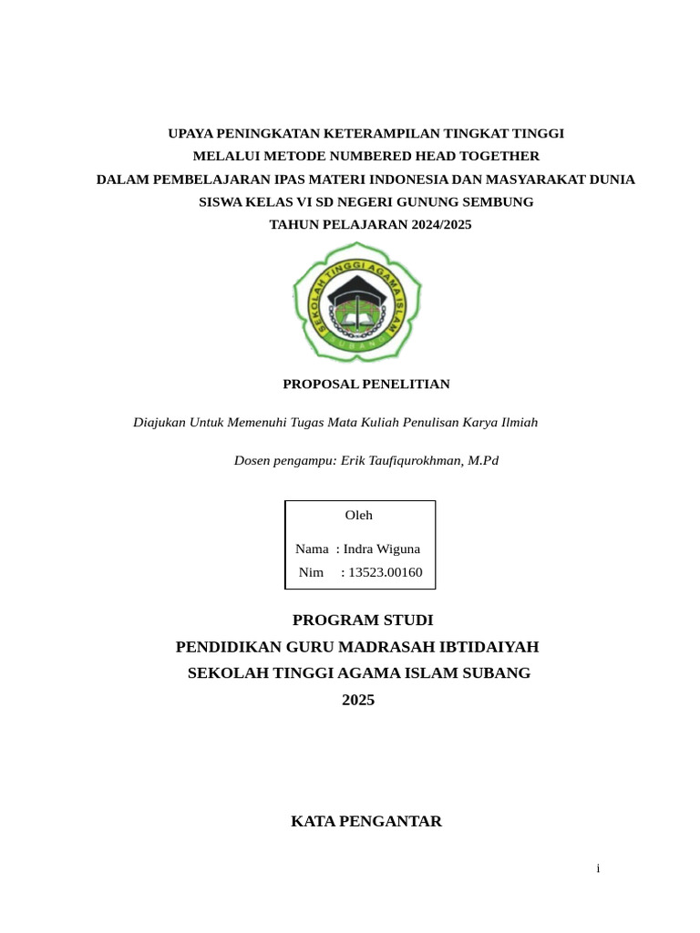 Proposal Penulisan Karya Ilmiah Indra Wiguna | PDF