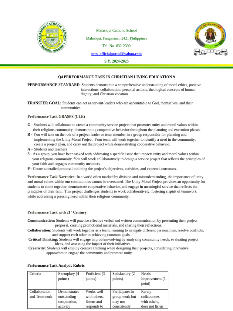 Q4 - Performance Task in Cle 9 | PDF | Morality | Communication