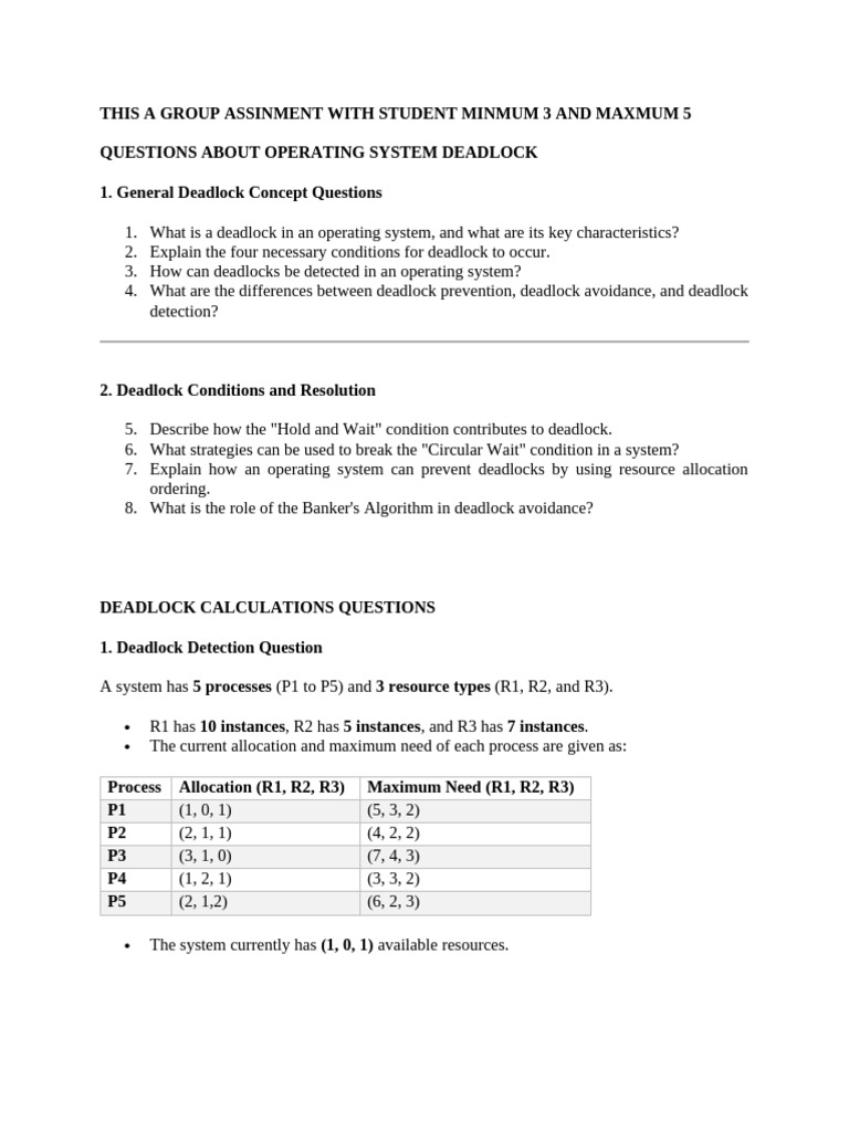 This A Group Assinment With Student Minmum 3 and Maxmum 5 | PDF | Concurrency (Computer Science ...