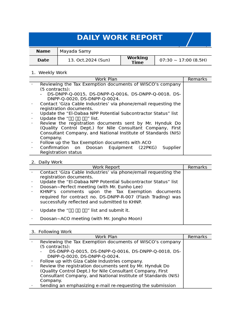 241013_Daily Report_Mayada | PDF