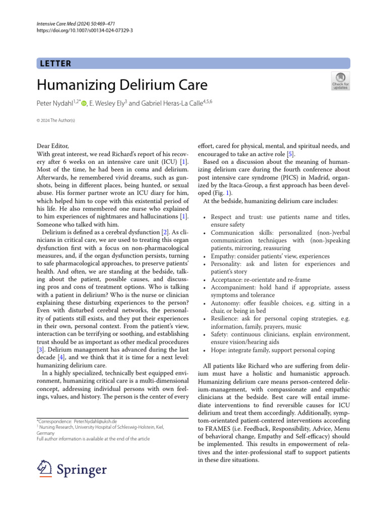 Humanizing Delirium Care in ICU | PDF | Intensive Care Unit | Medicine