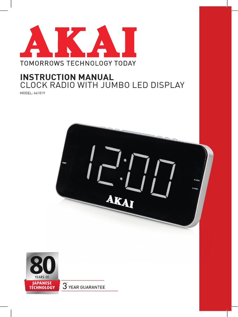 3085113-IM-Akai-Alarm-Clock | PDF | Electrical Connector | Mains Electricity