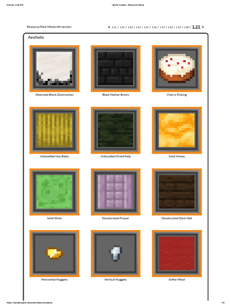 Vanilla Tweaks - Resource Packs | PDF | Minecraft