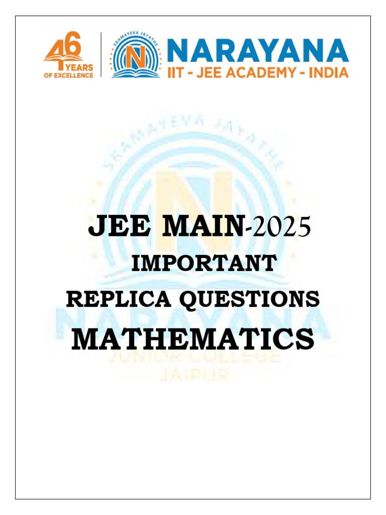 Jee Main-2025 - Important Replica QS - Maths @ | PDF | Mathematical Concepts | Mathematical Logic