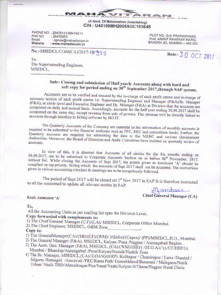 Circular-Closing and Submission of Half Yearly Accounts Sept. 2017 | PDF
