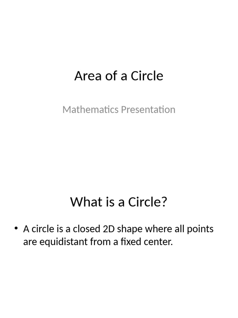 Area of Circle PPT | PDF