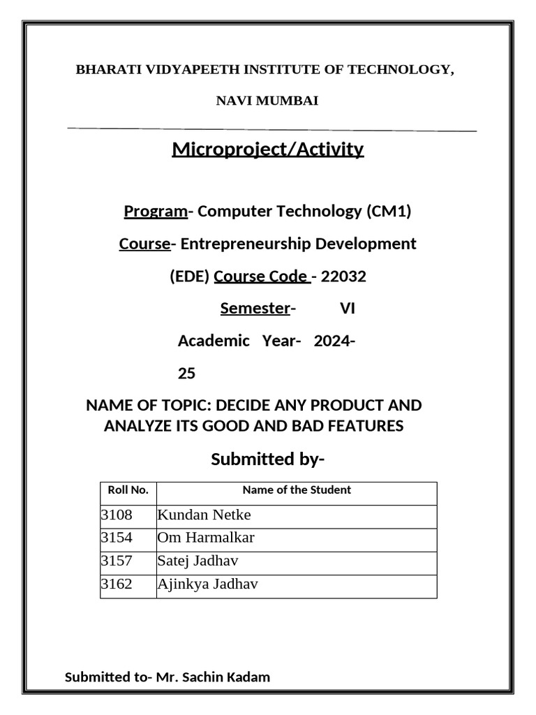 EDE Course Project by Ajinkya Jadhav | PDF