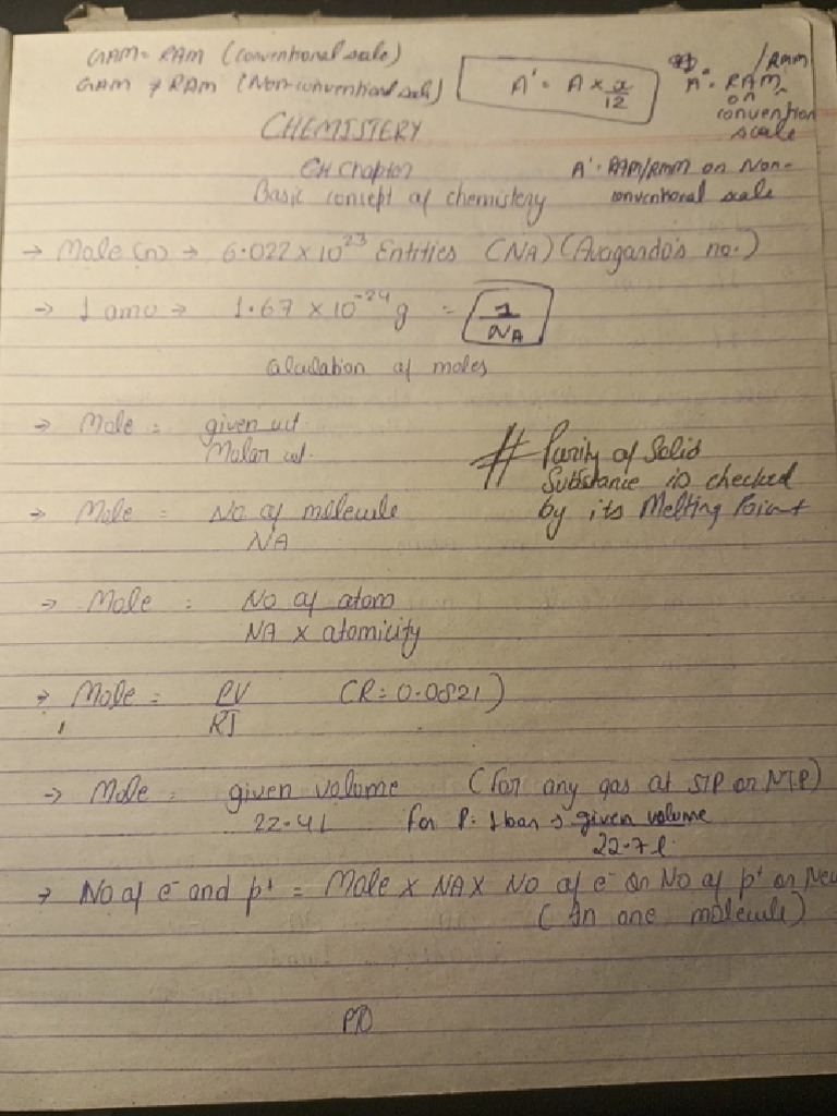 Chemistry Class 11 Formula Sheet | PDF