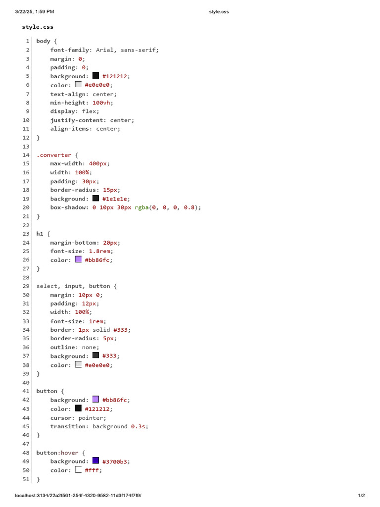 Dark Theme CSS Stylesheet | PDF