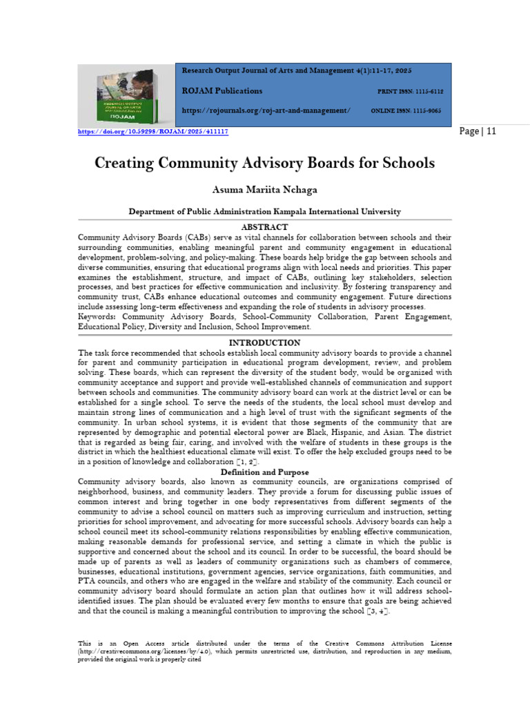 Creating Community Advisory Boards For Schools (WWW - Kiu.ac - Ug ...