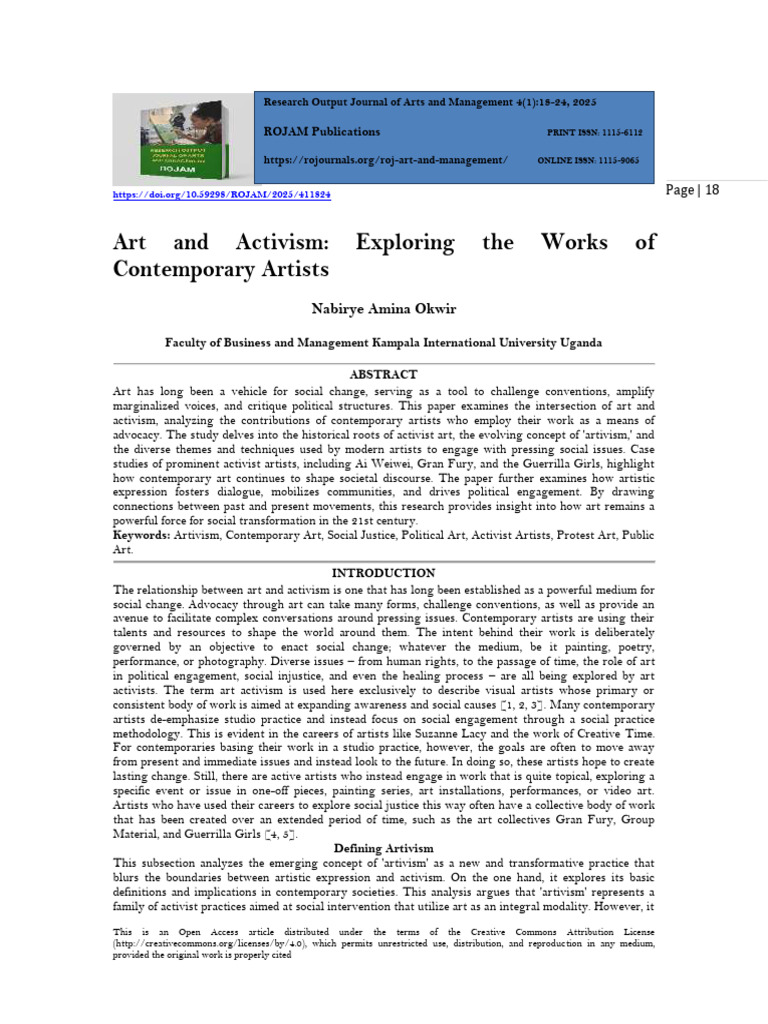 Art and Activism: Exploring The Works of Contemporary Artists (WWW ...