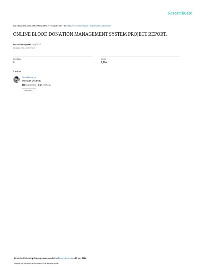 Online Blood Donation Management Report | PDF | Class (Computer ...