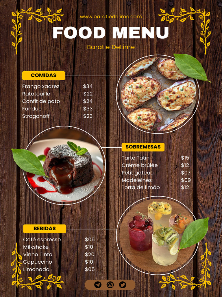 Yellow and Black Restaurant Food Menu - 20250307 - 220644 - 0000 | PDF