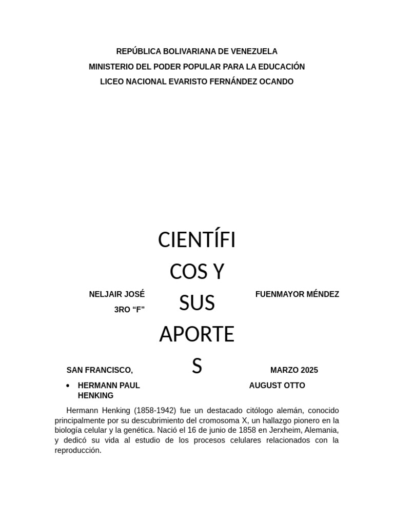 Cientificos y Sus Aportes 3er Año | PDF | Herencia | Cromosoma
