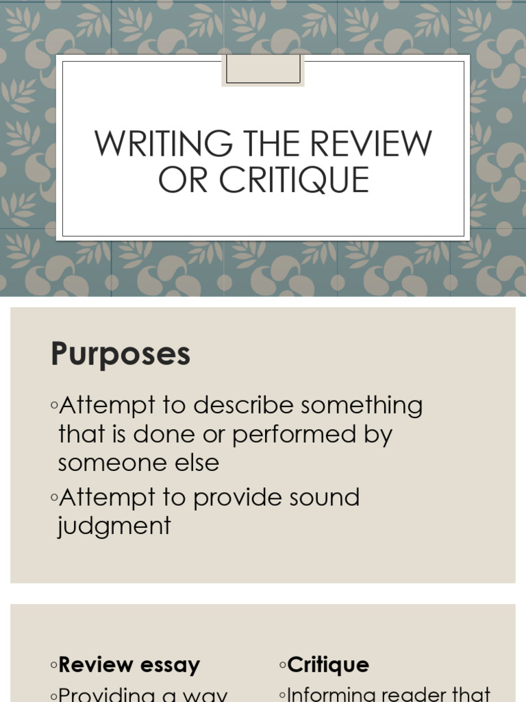 How to Write a Review or Critique | PDF
