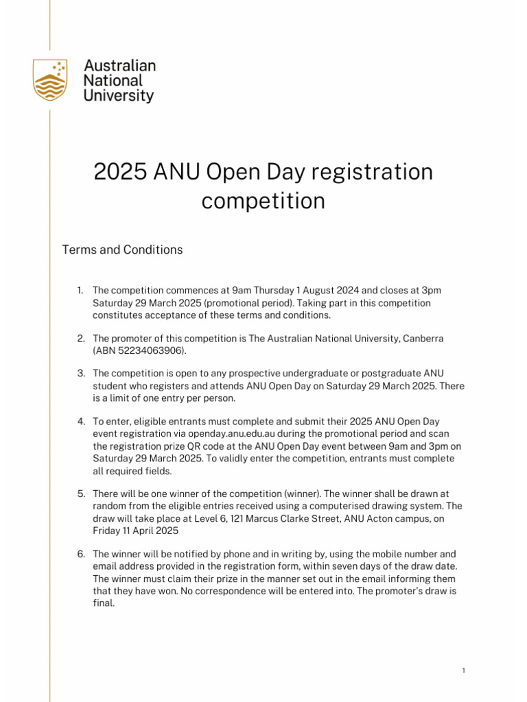 Open Day Competition Terms | PDF