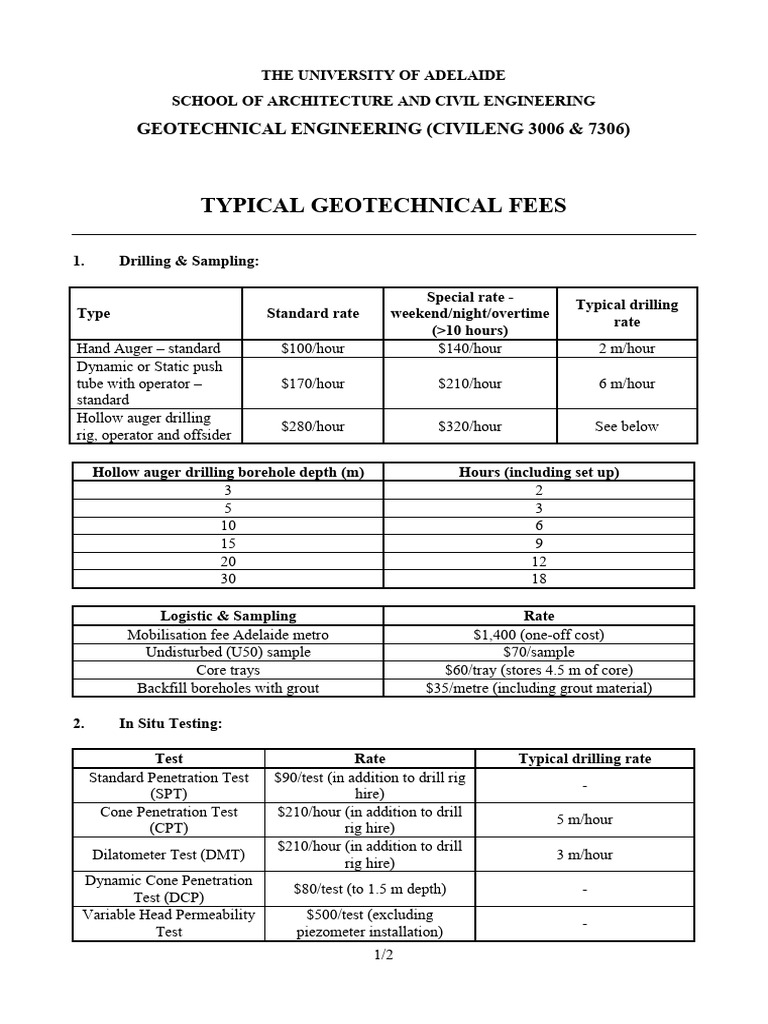 GeoEng_Assignment1_Attachment 5 Geotechnical fees | PDF | Earth ...