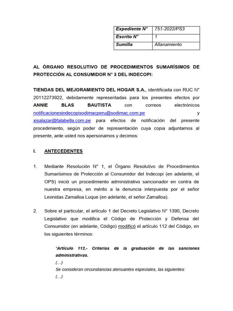 Al Órgano Resolutivo de Procedimientos Sumarísimos de Protección Al ...