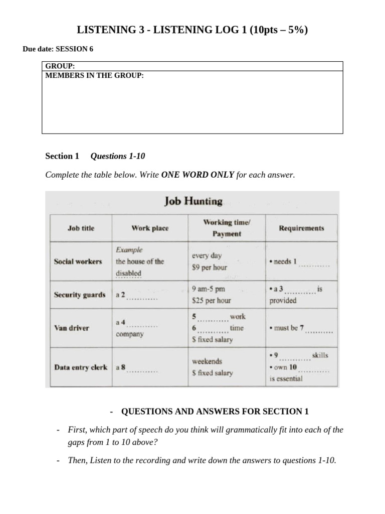 Listening 3 - Log 1 - Students Version-K46 | PDF | Linguistics | Human ...