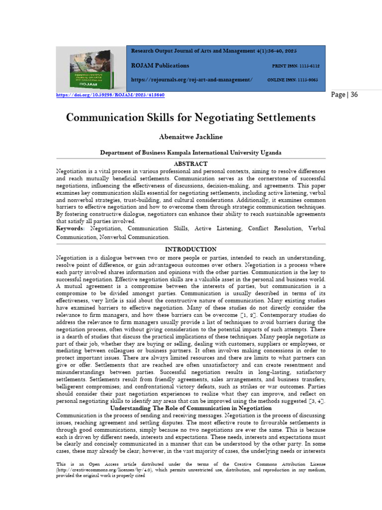 Communication Skills For Negotiating Settlements (WWW - Kiu.ac - Ug) | PDF | Nonverbal ...