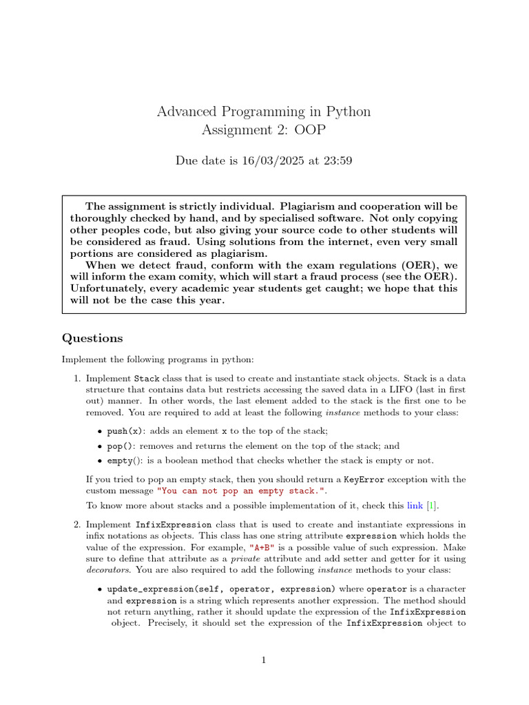 Assignment2 - Advanced Python - UHasselt | PDF | Class (Computer Programming) | Computing