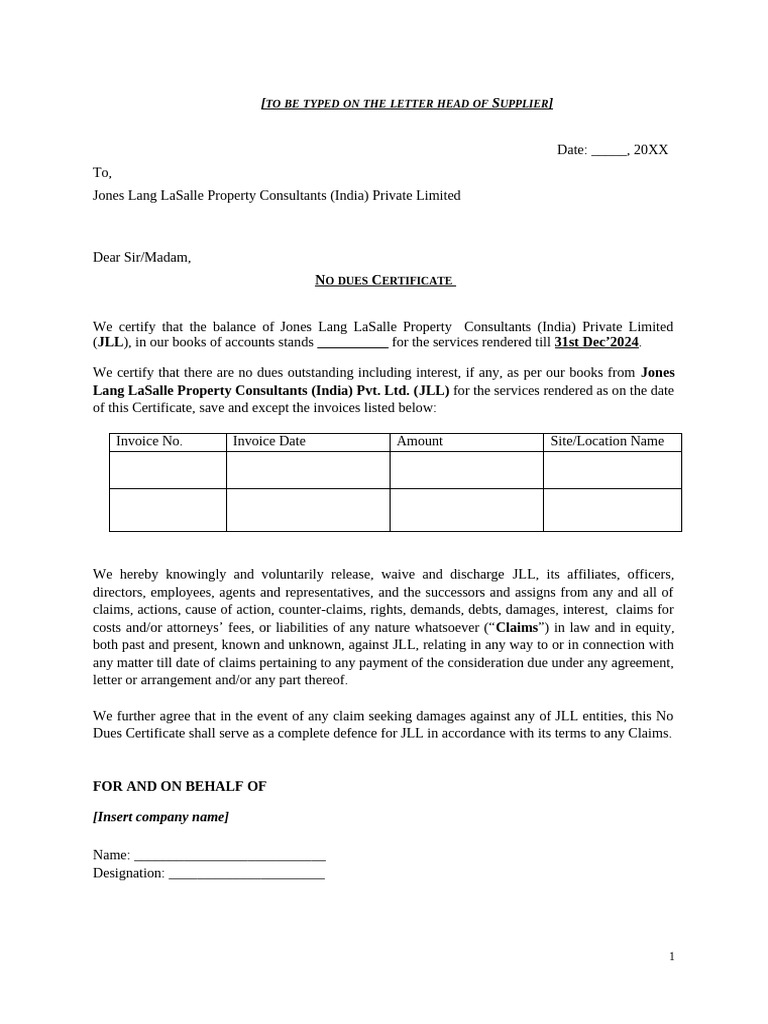 JLL NDC Format 2024 | PDF