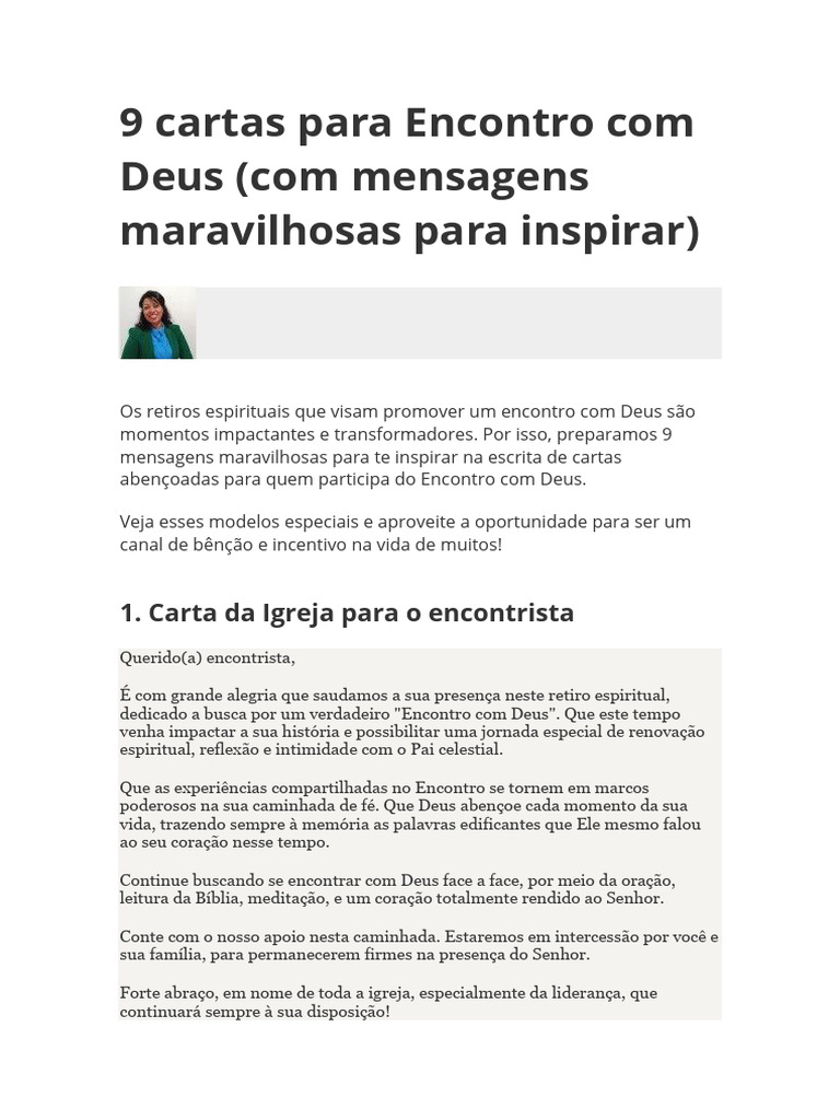9 Cartas para Encontro Com Deus | PDF | Oração | Deus