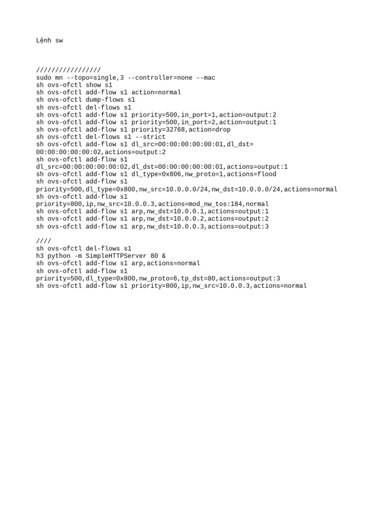 Open vSwitch Flow Commands Guide | PDF